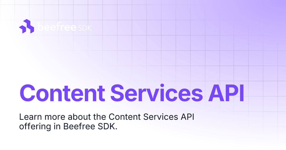 Content Services API | Beefree SDK