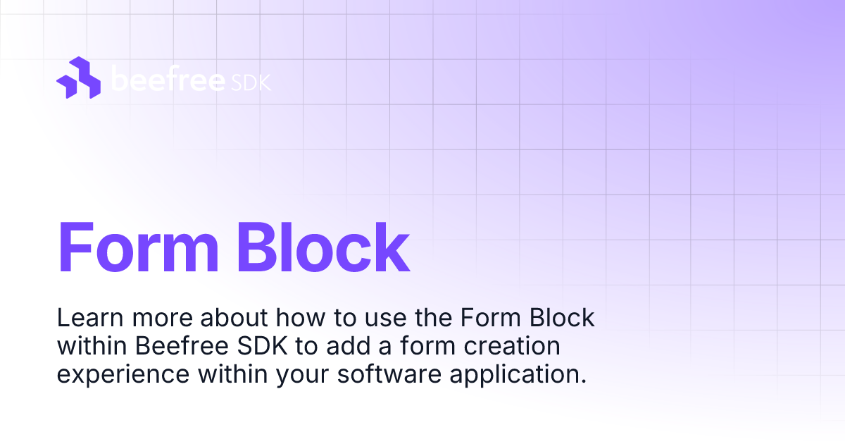 Form Block | Beefree SDK