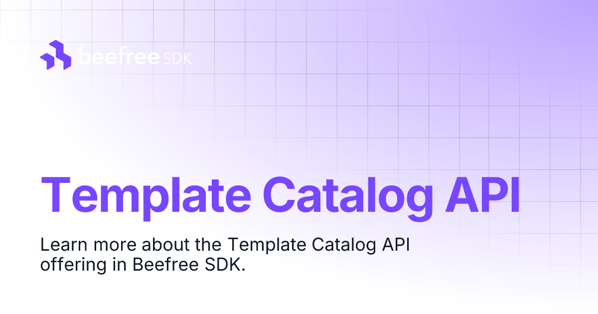 Template Catalog API | Beefree SDK